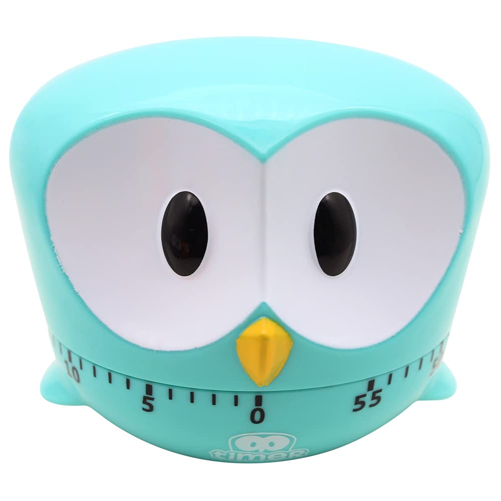 Ranvi Kitchen Timer 60 Minutes Cute Owl Novelty Manual Cooking Timer Desktop Decoration(Blue)