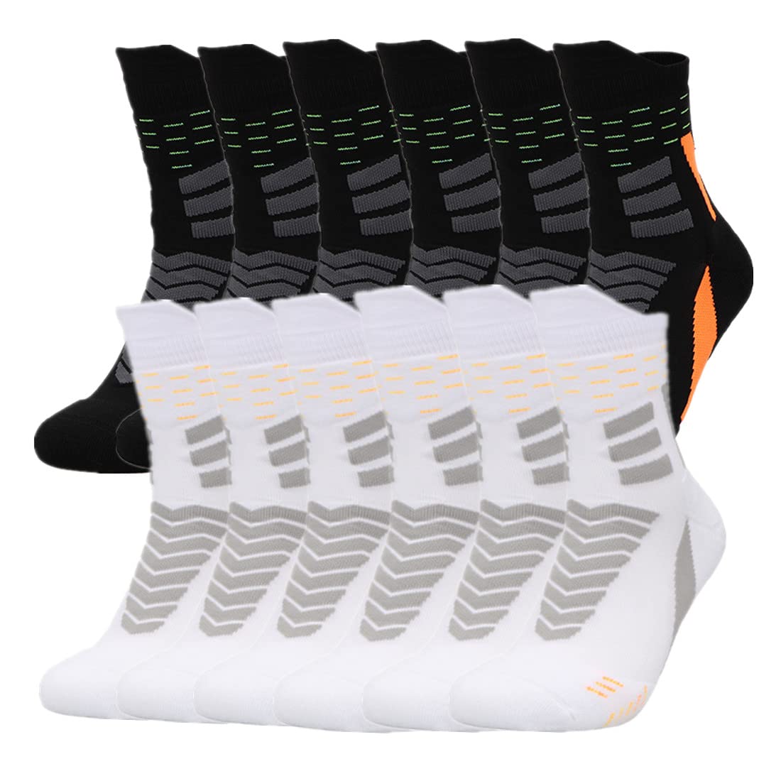PAIXUN Mens Compression Socks For Men 100% Cotton Athletic Running Workout Size 6-14 Basketball Socks Ankle Crew Socks