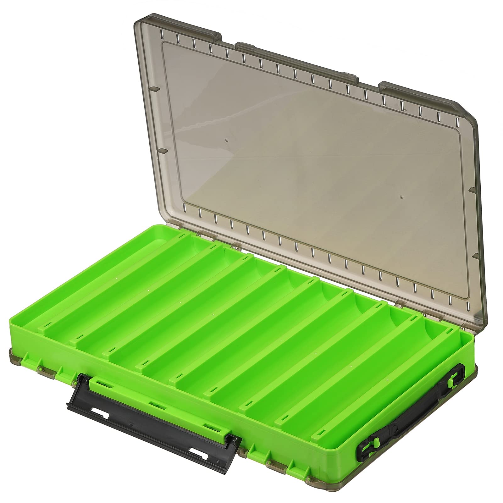 PATIKIL Double Side Fishing Lure Storage Box Plastic Fish Tackle Container Organizer, Green