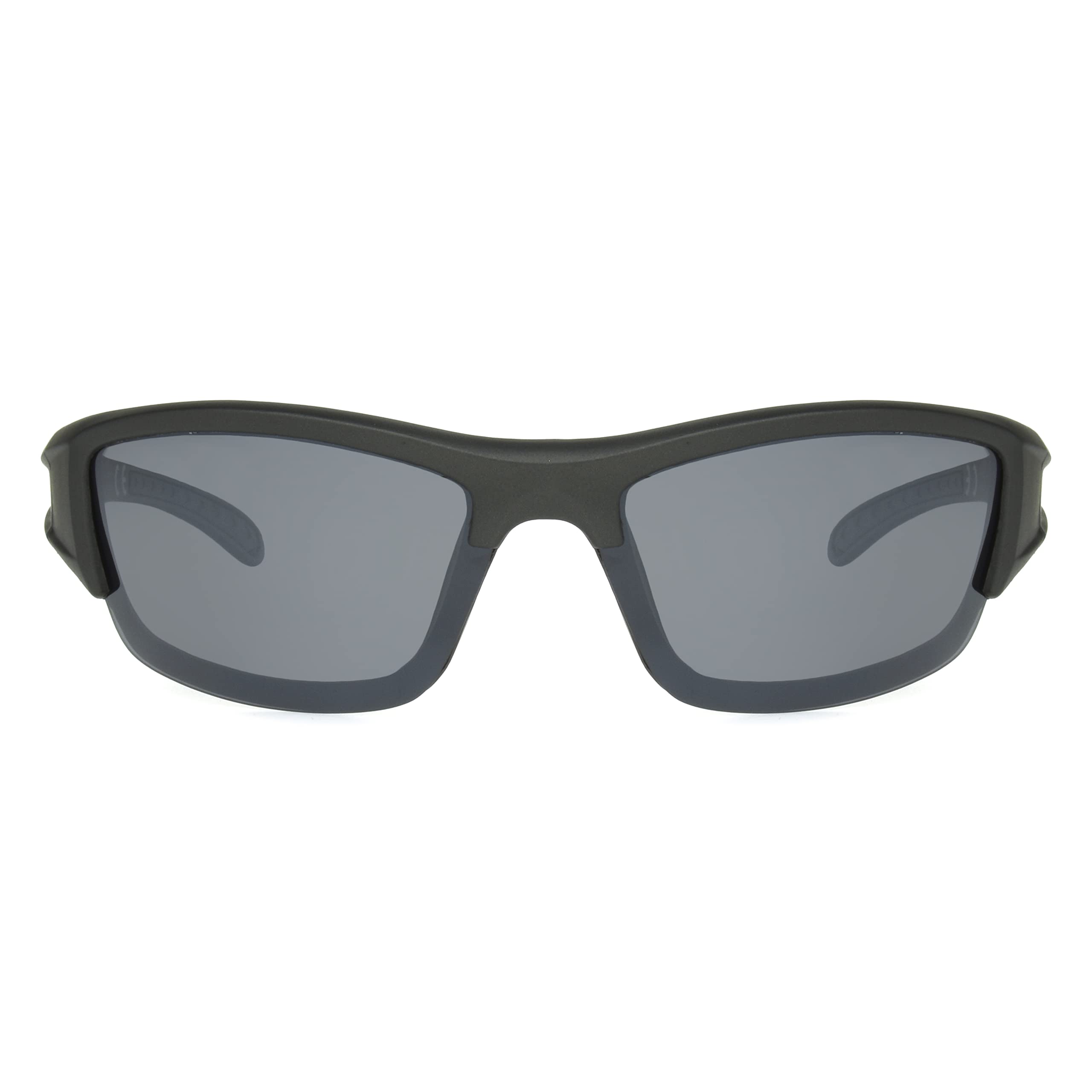 Panama Jack Men's Polarized Silver Flash Blade Sunglasses, Metallic Dark Gray, 68