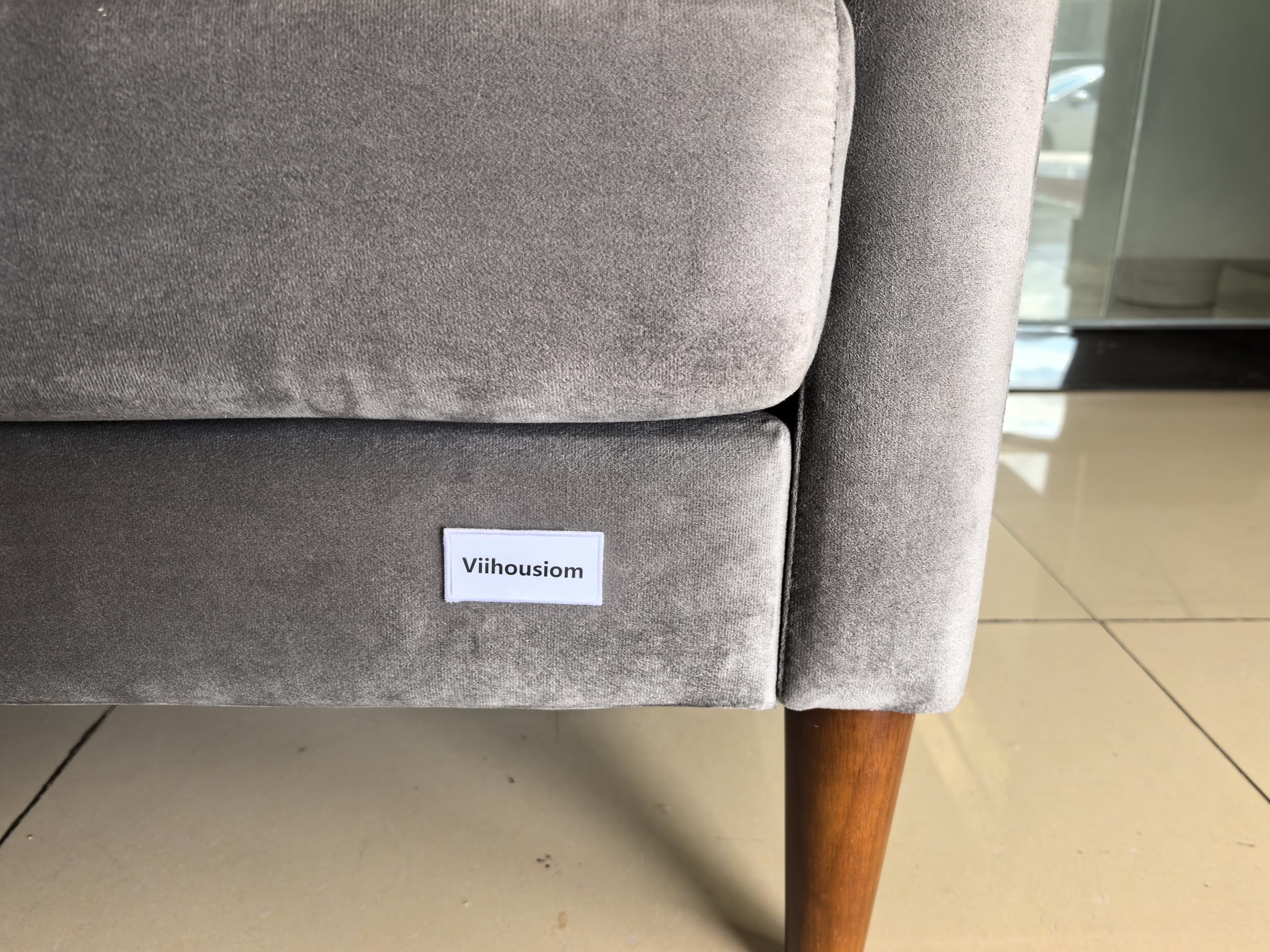 Viihousiom 55" Small Sofa Couch Mid Century Modern Velvet Couch for Small Spaces, Loveseat Sofa for Bedroom and Living Room, Removable Sofa Cover, Easy to Install, Grey
