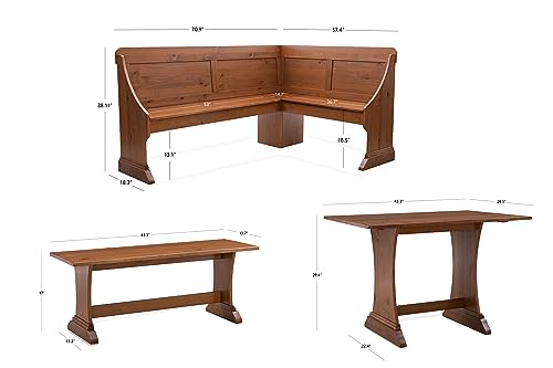 Linon Pine Breakfast Table and Bench Patrik Nook
