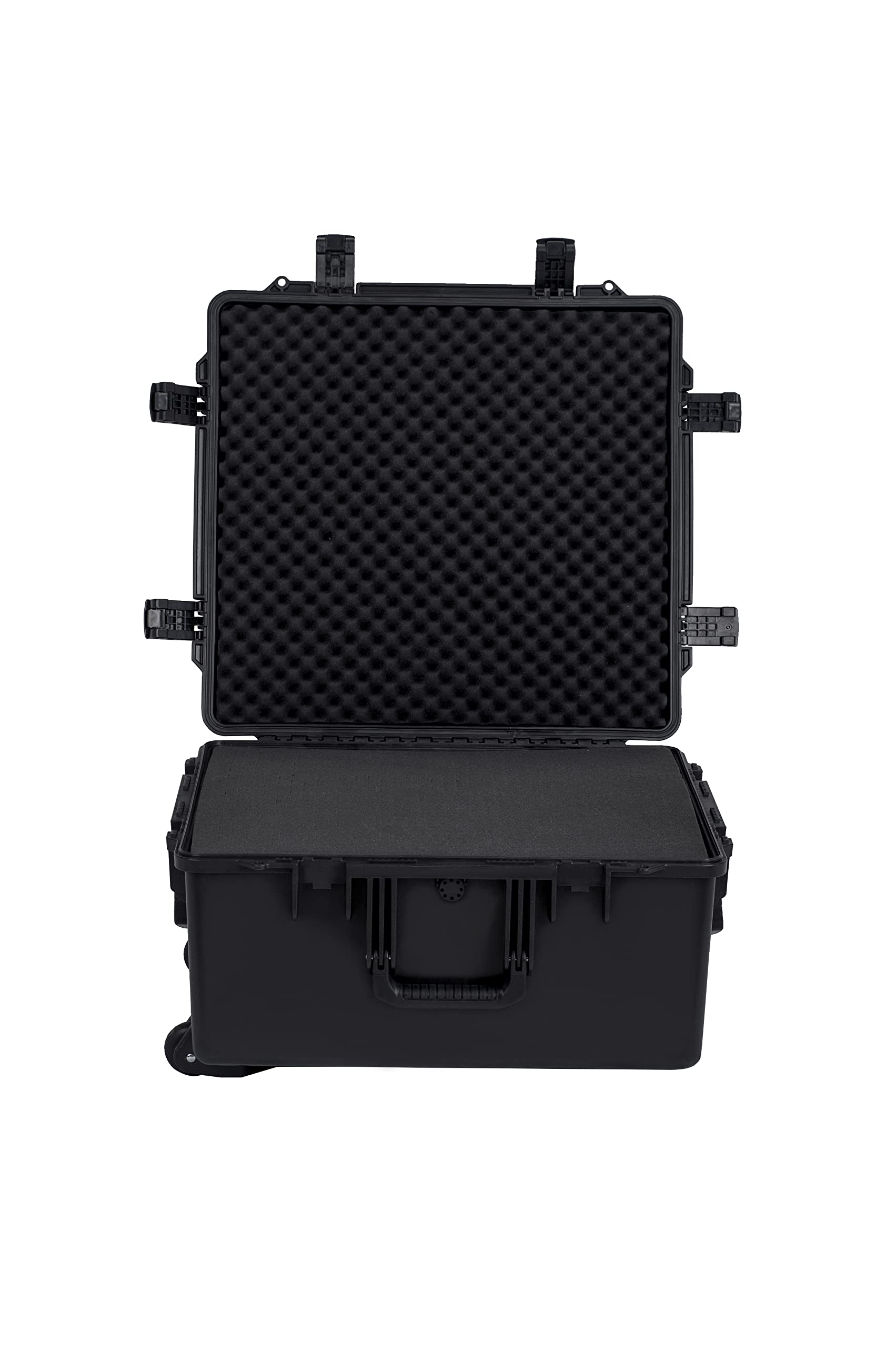 MEIJIA Portable All Weather Waterproof Hard Case, Camera Case with Customizable Fit Foam And Rolling Wheels, 24.8"X23.7"X13.17",Elegant Black