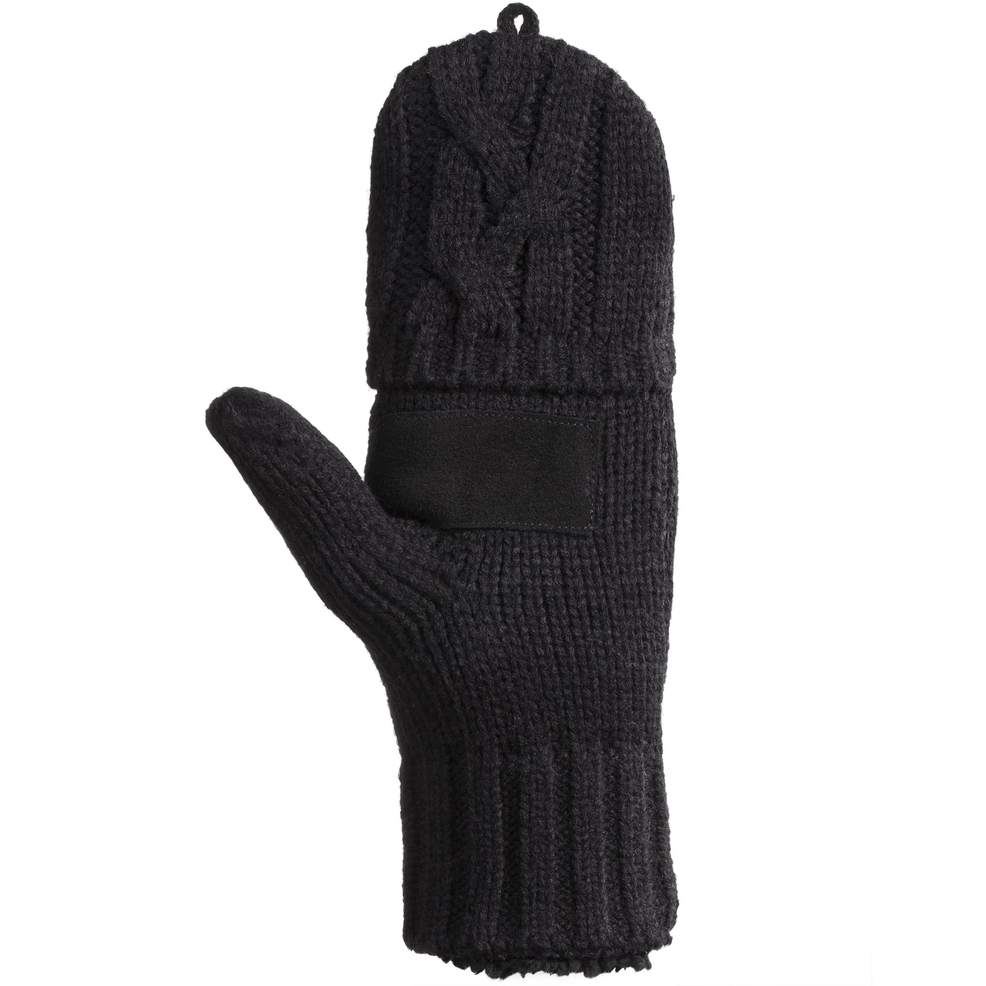 isotoner Women's Sherpasoft Chunky Cable Flip-Top Mitten, Oxford Heather, One Size