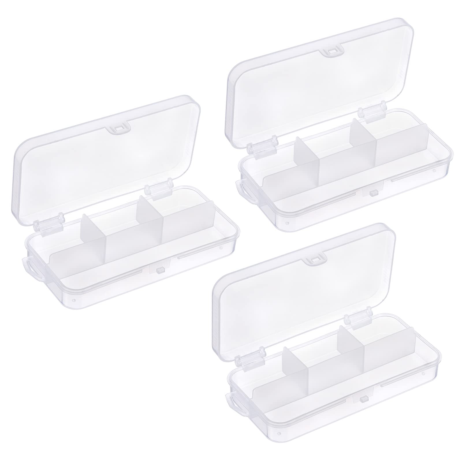 PATIKIL Fishing Lure Storage Box 3 Pack Plastic Fish Tackle Container Organizer, Clear