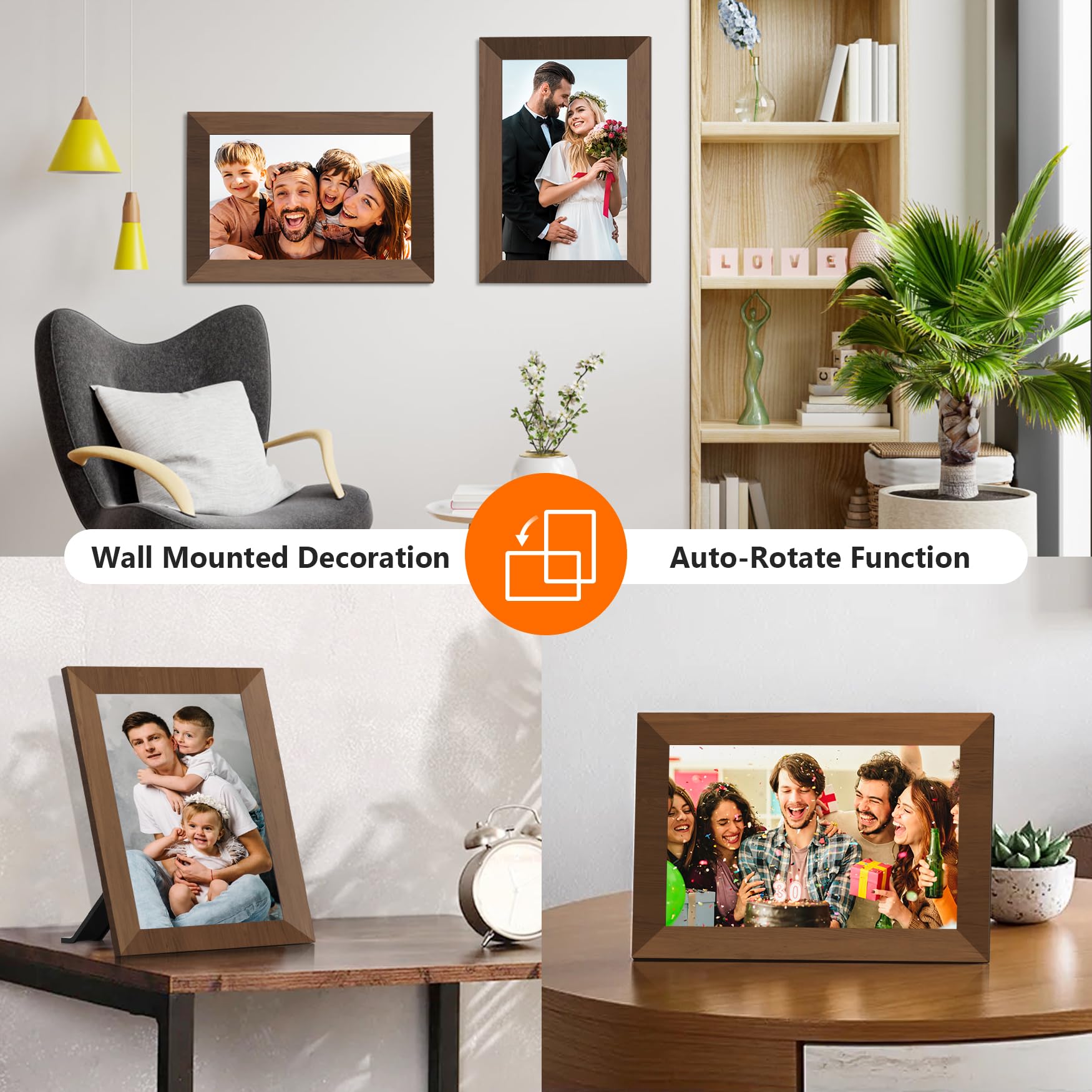 MaxAngel 4 Pack Digital Photo Frame 10.1 Inch WiFi Electronic Picture Frame IPS Touch Screen HD Display 32GB Storage SD Card Slot Auto-Rotate Slideshow Share Videos Photos Remotely Via Uhale App