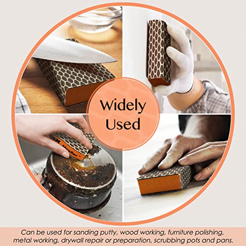 S&X Sanding Sponge Set 6-Pack of Hook and Loop Sandpaper Interchangeable 6 Assorted Grits - Wet and Dry, Anti-Clogging, Durable (6)