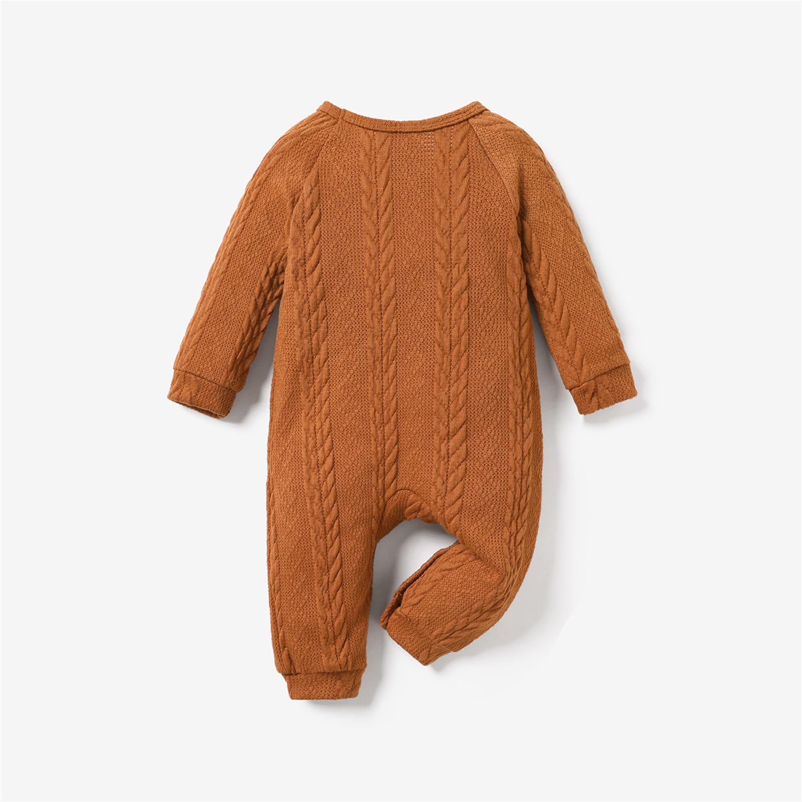 PATPAT Infant Baby Romper Long Sleeve Solid Cable Knit Sweater Jumpsuit One-Piece Outfit for Boys and Girls