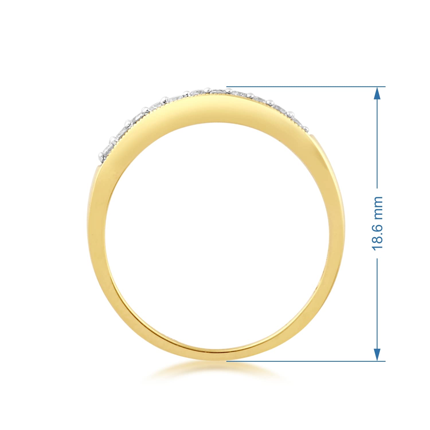 Jewelili 10K Yellow Gold 1/6 Cttw Natural White Round Diamonds Anniversary Ring, Size 6