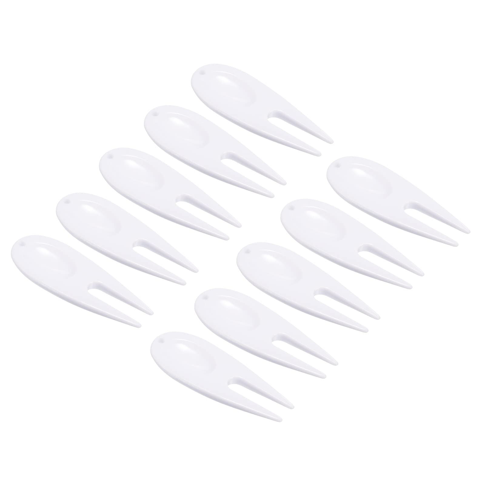 PATIKIL Plastic Golf Divot Tool, 10pcs Repair Forks Ball Marker Accessory for Golf Sport, Yellow