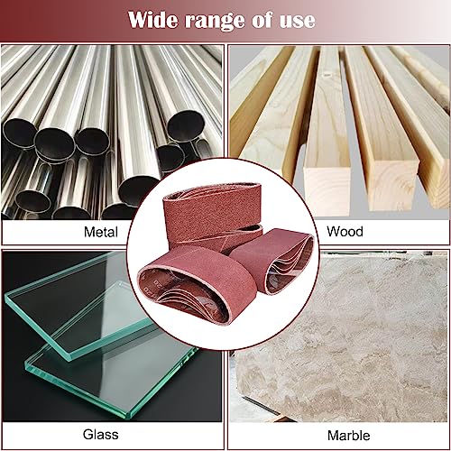 Sackorange 18 PCS 2-1/2 x 16 Inch Abrasive Sanding Belts - 3 Each of 60 80 120 150 240 400 Grit Aluminum Oxide Clothed Backing Sander Belts For Sanding Wood-Working,Metal and Paint (2.5" x 16")
