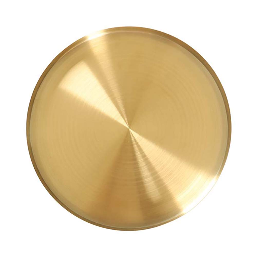 NEWCOMDIGI Gold Tray Decorative, Metal Storage Organizer Round Coffee Table Tray for Jewelry, Brass Tray, Perfume, Makeup, Candle, Toiletry, Kitchen Tableware, Serving Dish Plate for Home, Bar, Cafe