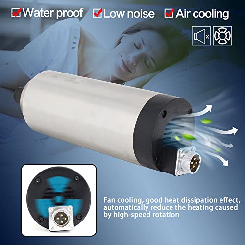 RATTMMOTOR CNC Spindle Motor 1.5KW Air Cooled Spindle Motor 110V ER16 Collet 80mm Diameter 15A 400HZ 24000RPM for CNC Router Engraving Milling Machine