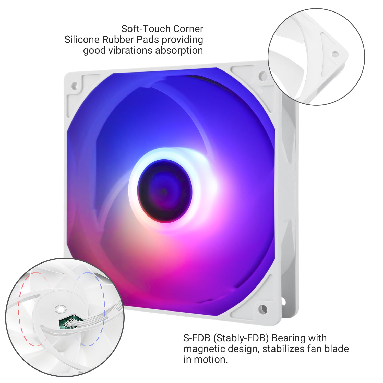 Thermalright TL-C12CW-S X3 CPU Fan 120mm White ARGB Case Cooler, 4pin PWM Silent Computer Cooling Fan with S-FDB Bearing Included, up to 1550RPM(3 Quantities)