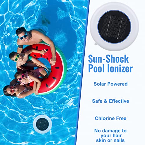 Solar Pool Ionizer Pool Purifier with 1 Replacement Copper Anode Less Chlorine Kill Algae Keeps Water Clear Pool Cleaning Clarifier Longer Lasting Anode High Gallons
