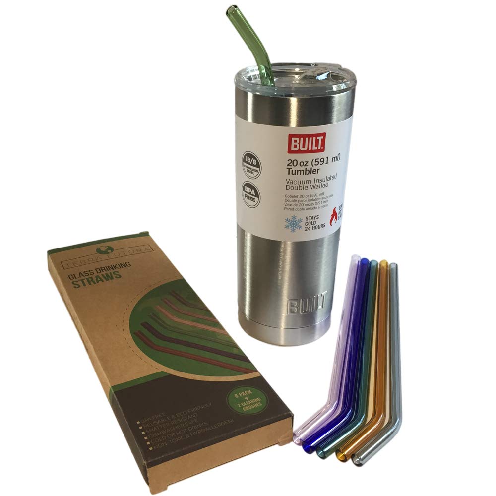 Reusable Glass Drinking Straws Set Of 6, Multi-Color 10" Long Straw for Yeti Tumbler, Ozark, Non toxic, Shatter Resistant,A Family Pack That Can Replace All Plastic, Silicone Or Metal Straws.