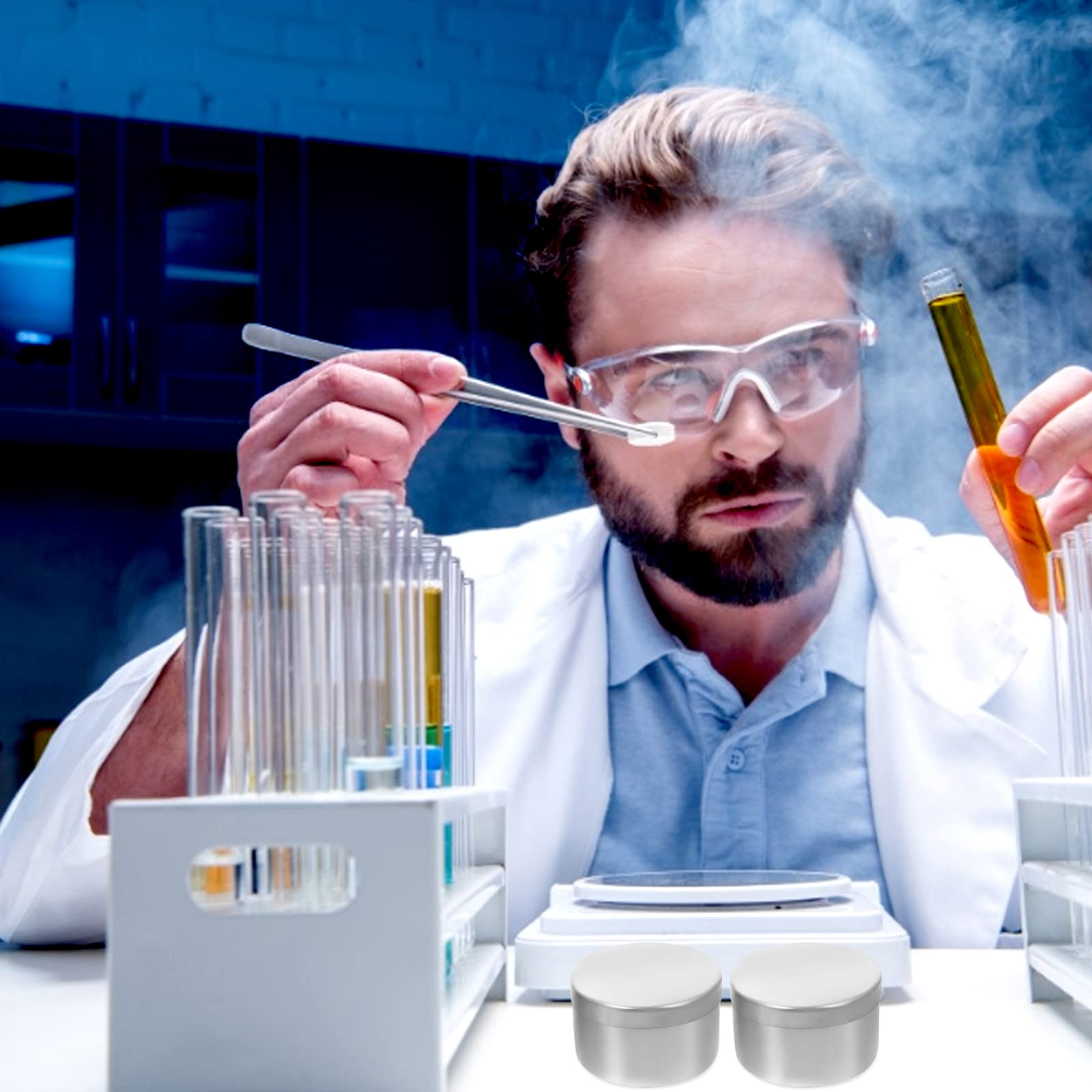 ULTECHNOVO 2pcs Aluminum Tin Jar Refillable Containers Sampling Jar with Lid Round Tin Container for Labs Soil Cosmetic
