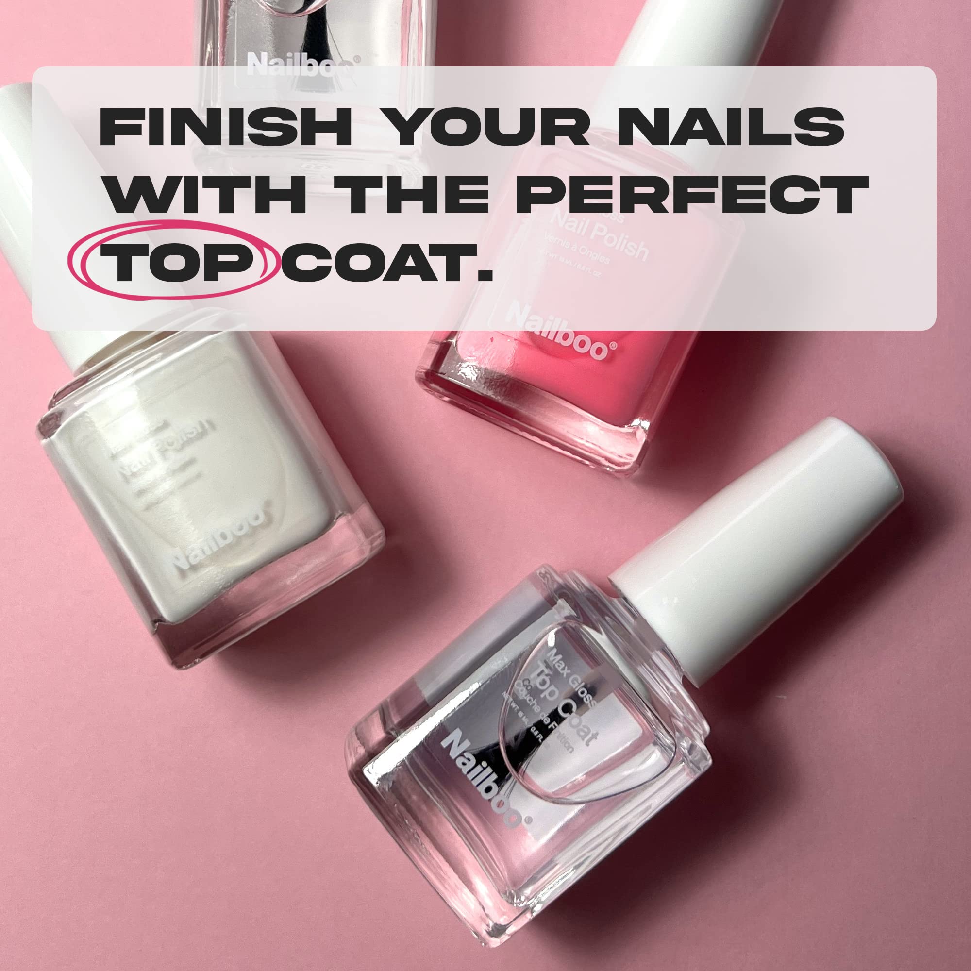 Nailboo PREMIER Max Gloss Nail Polish Top Coat, Clear, DIY Nails Salon Quality, Glossy Non-Gel Nail Polish, 0.5 oz.