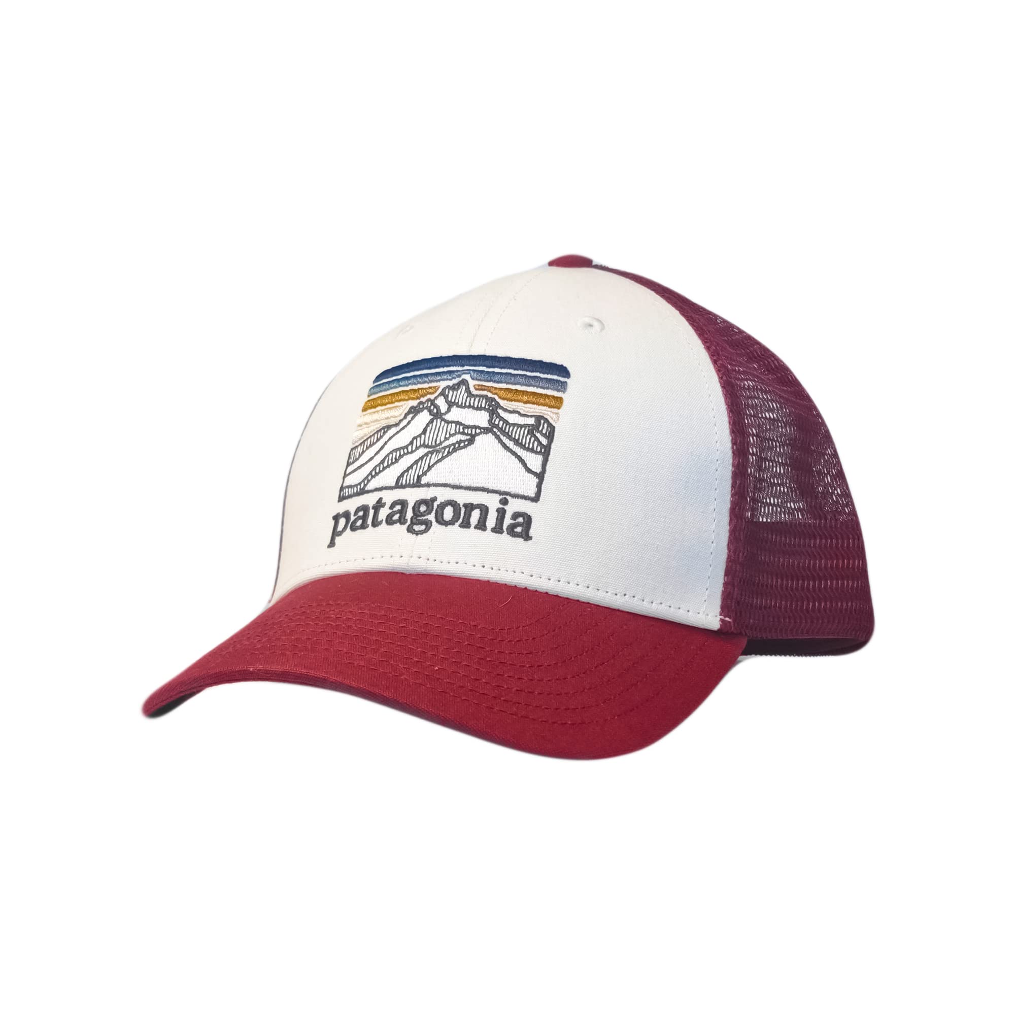 Patagonia Line Logo Ridge LoPro Trucker Hat (White W/Sequoia Red) One Size
