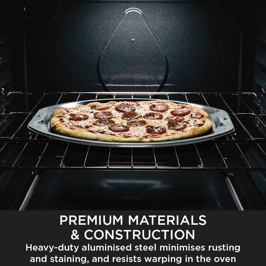 Ninja Foodi ZEROSTICK Pizza Tray 33cm, Non-Stick, Long Lasting Heavy Duty Pizza Tray made from Aluminised Steel, Dishwasher Safe,Grey, B30813EUUK