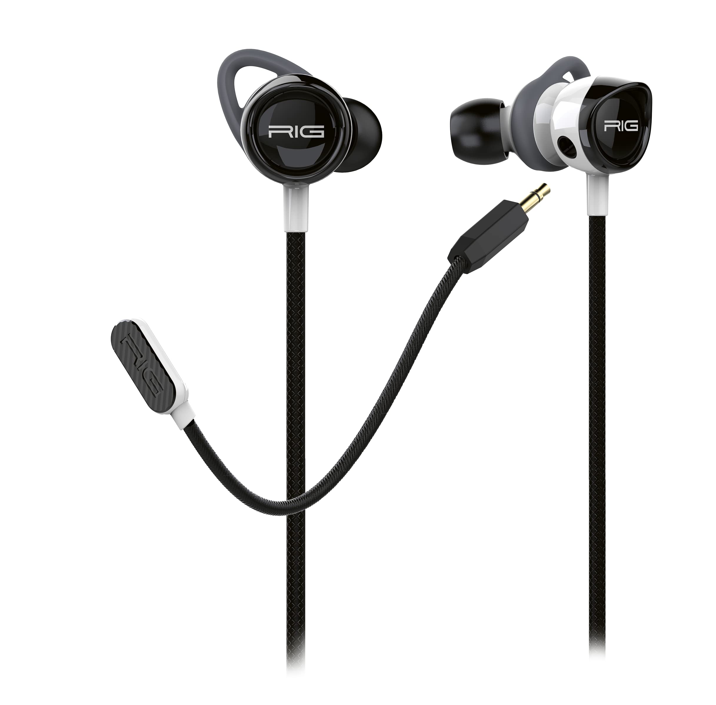 RIG 200HS Performance Gaming Earbud Headset with Detachable Microphone Officially Licensed for PlayStation PS5, PS4, PSVR, PSVR2 - Universal 3.5mm - Black/White