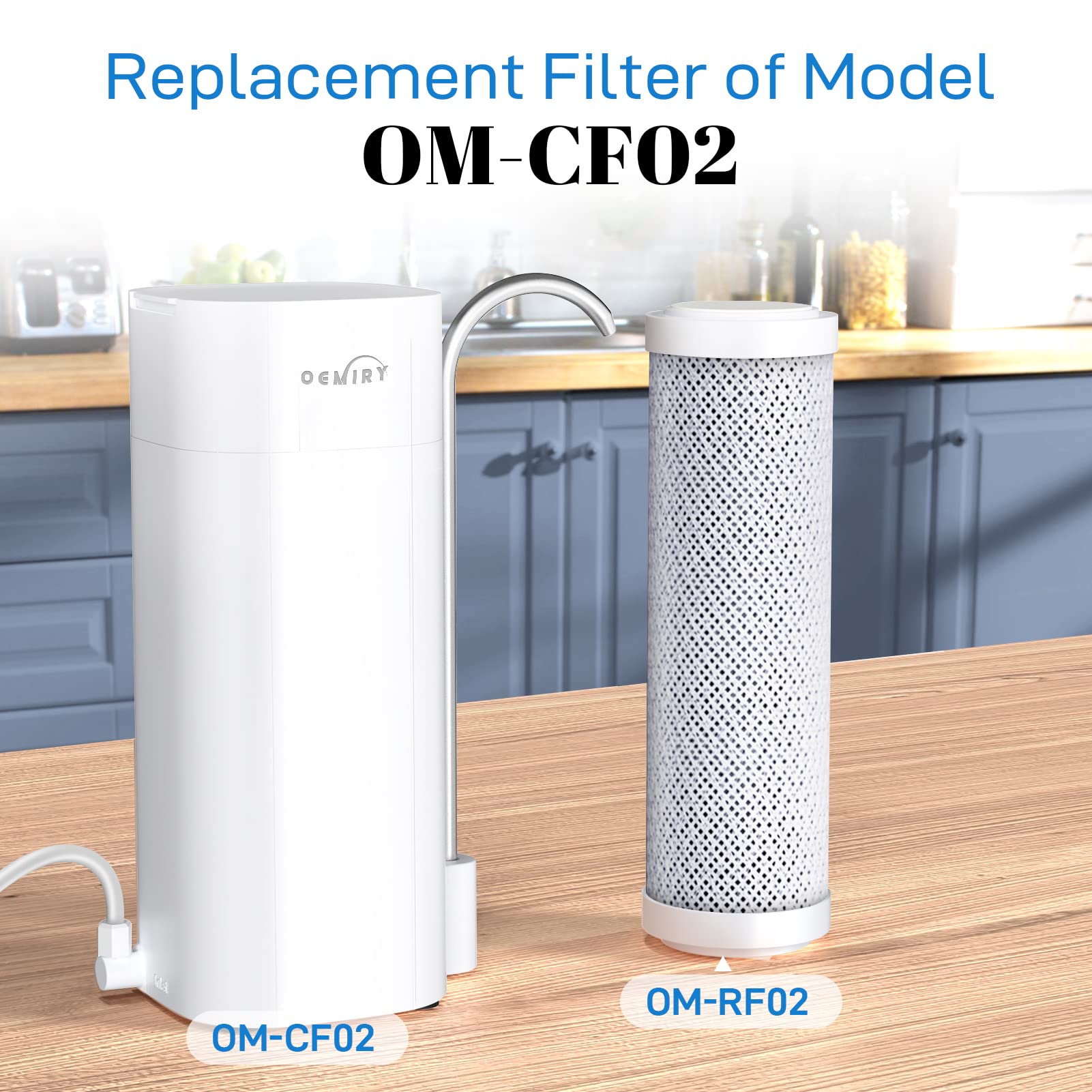 OEMIRY Certified Replacement Filter for OM-CF02 Countertop Water Filter, Lasts Up to 9 Months, 1 Pack