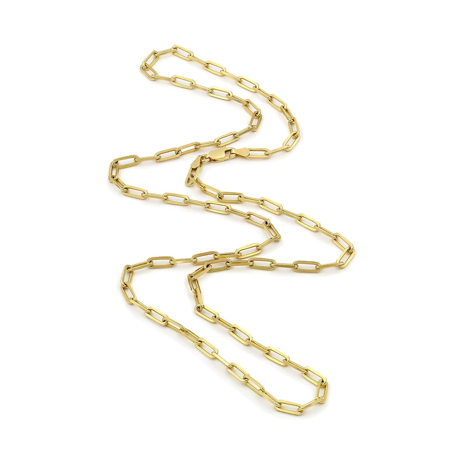 Nuragold 10k Yellow Gold 3mm Paperclip Elongated Rolo Cable Link Chain Bracelet, Womens Jewelry Lobster Clasp 7" 7.5" 8"
