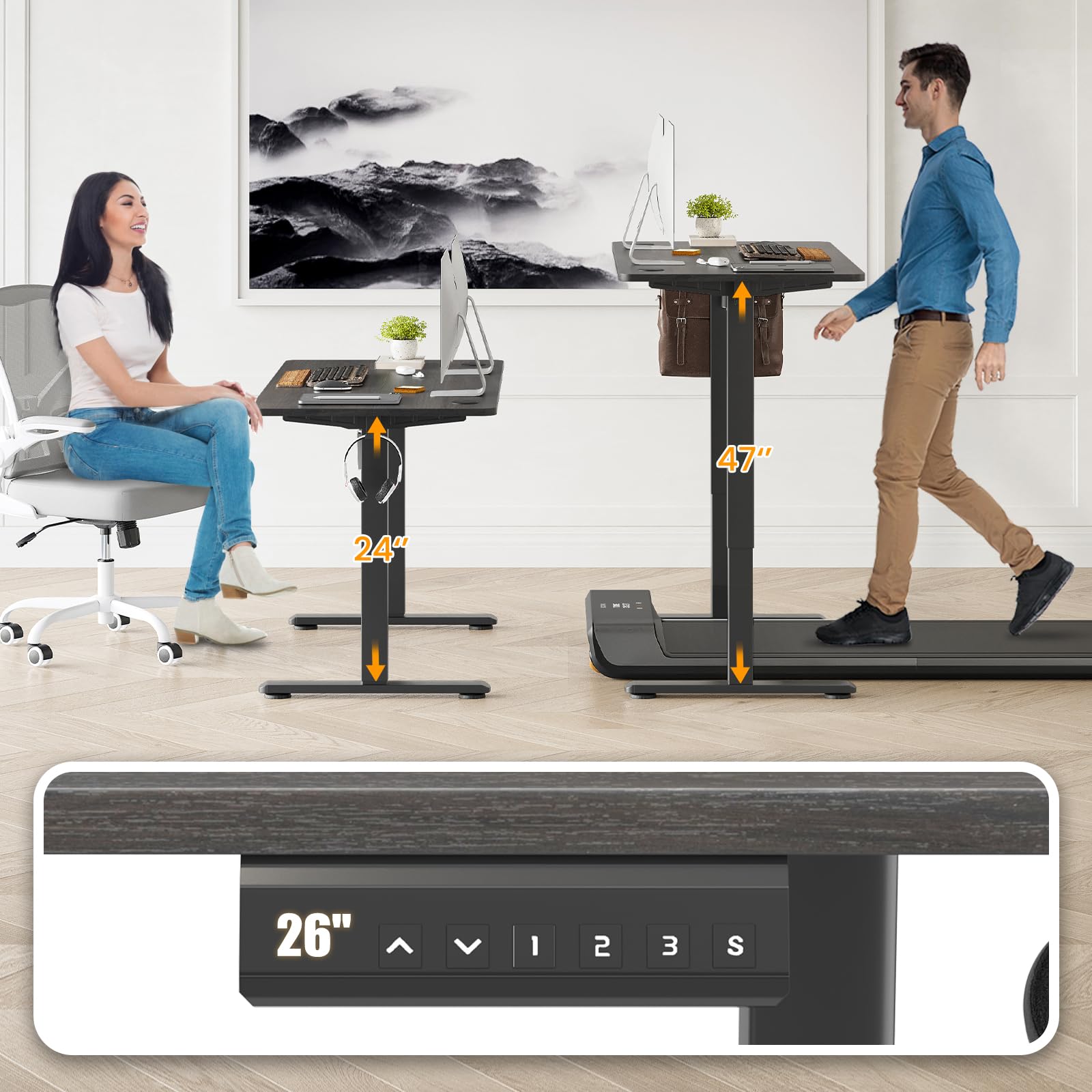STARY Electric Standing Desk with Memory Preset 48 x 24 Inches Sit Stand up Desk Adjustable Height Desk Home Office Computer Workstation