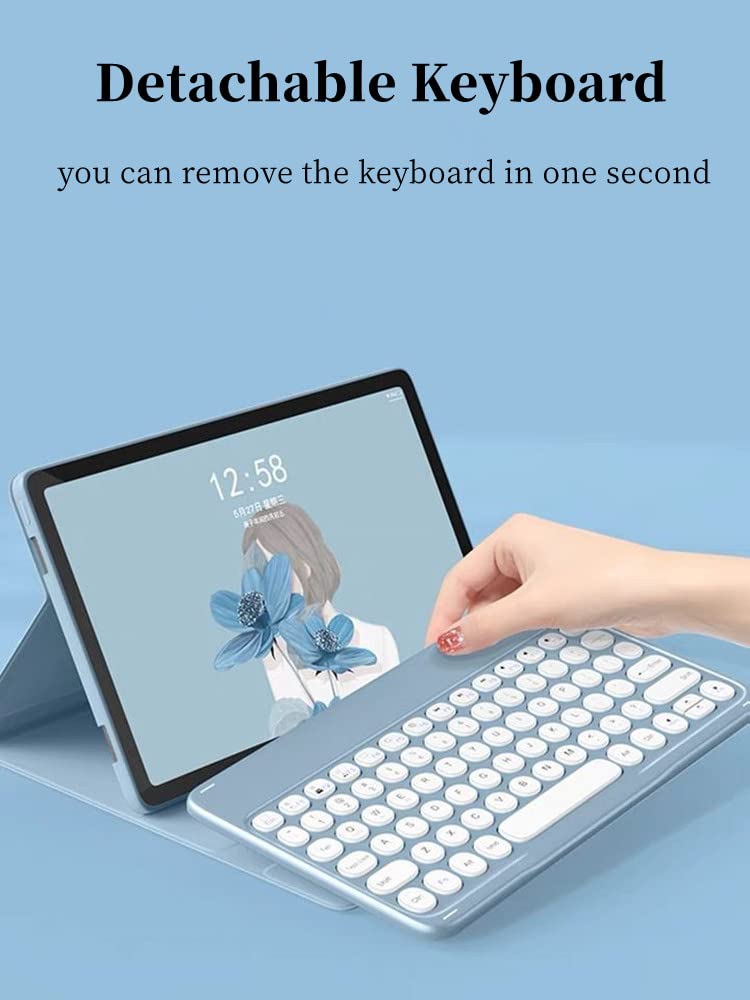 QIYIBOCASE Keyboard Case for Lenovo Tab P11 / Lenovo P11 Plus Case, Round Keys Detachable Wireless Bluetooth Keyboard Case for (Model: TB-J606F TB-J606X TB-J616F), Teal