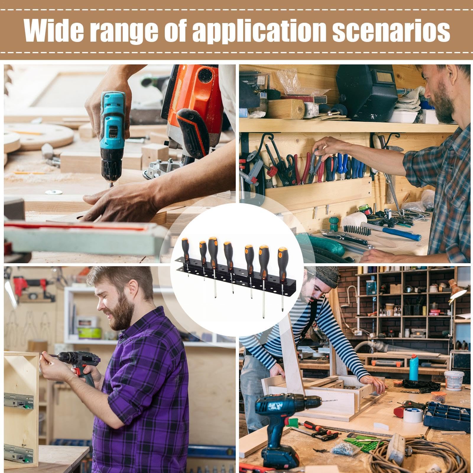 Wall-Mount Screw Organizer | Storage Rack For Screwdrivers And Tools | Workshop, Shed, And Garage Tool Holder