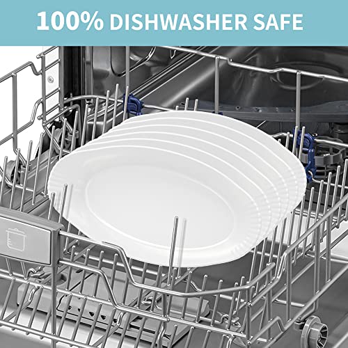 NJCharms Oval Au Gratin Baking Dishes for Oven Safe and Microwave Cooking, White Porcelain Small Mini Casserole Dish, 9 Inch, Set of 6