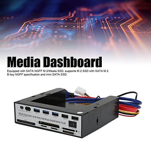 PC Media Front Panel, NGFF M.2 MSATA Multifunctional PC Media Dashboard Practical OTB One Click Backup for Desktop for Computer