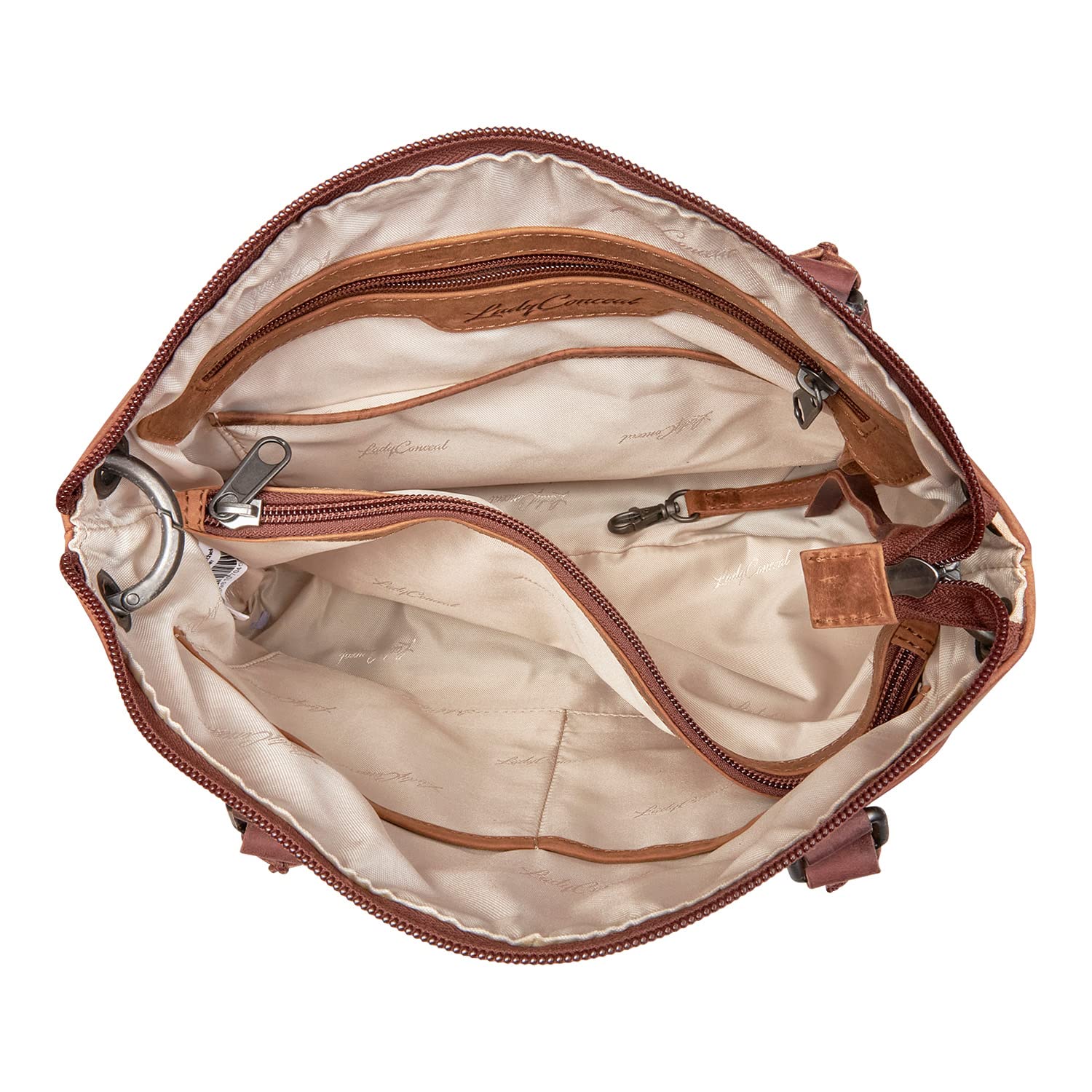Lady Conceal Concealed Carry Whitely Leather Satchel (Cognac)