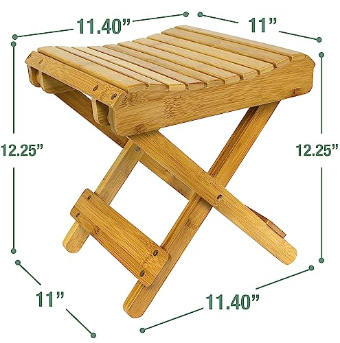 Sorbus Bamboo Folding Step Stool Bench - for Shaving, Shower Foot Rest, Bath Chair - Great for Bathroom, Spa, Sauna, Wooden Seat, Fully Assembled - 11.75" D x 12.25" W x 13.75" H