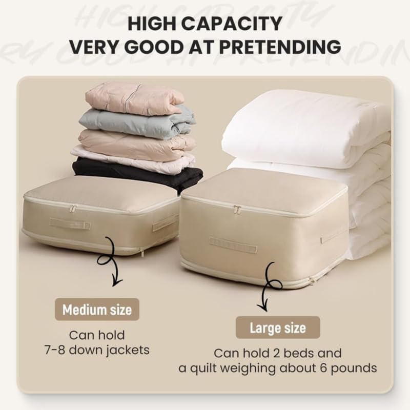 Ultra Space Saving Self Compression Organizer, 2024 Upgrade Space Saving Self Compression Organizer for Comforters Compression Duvet Storage Bag Large Capacity Organizer Bag for Comforters