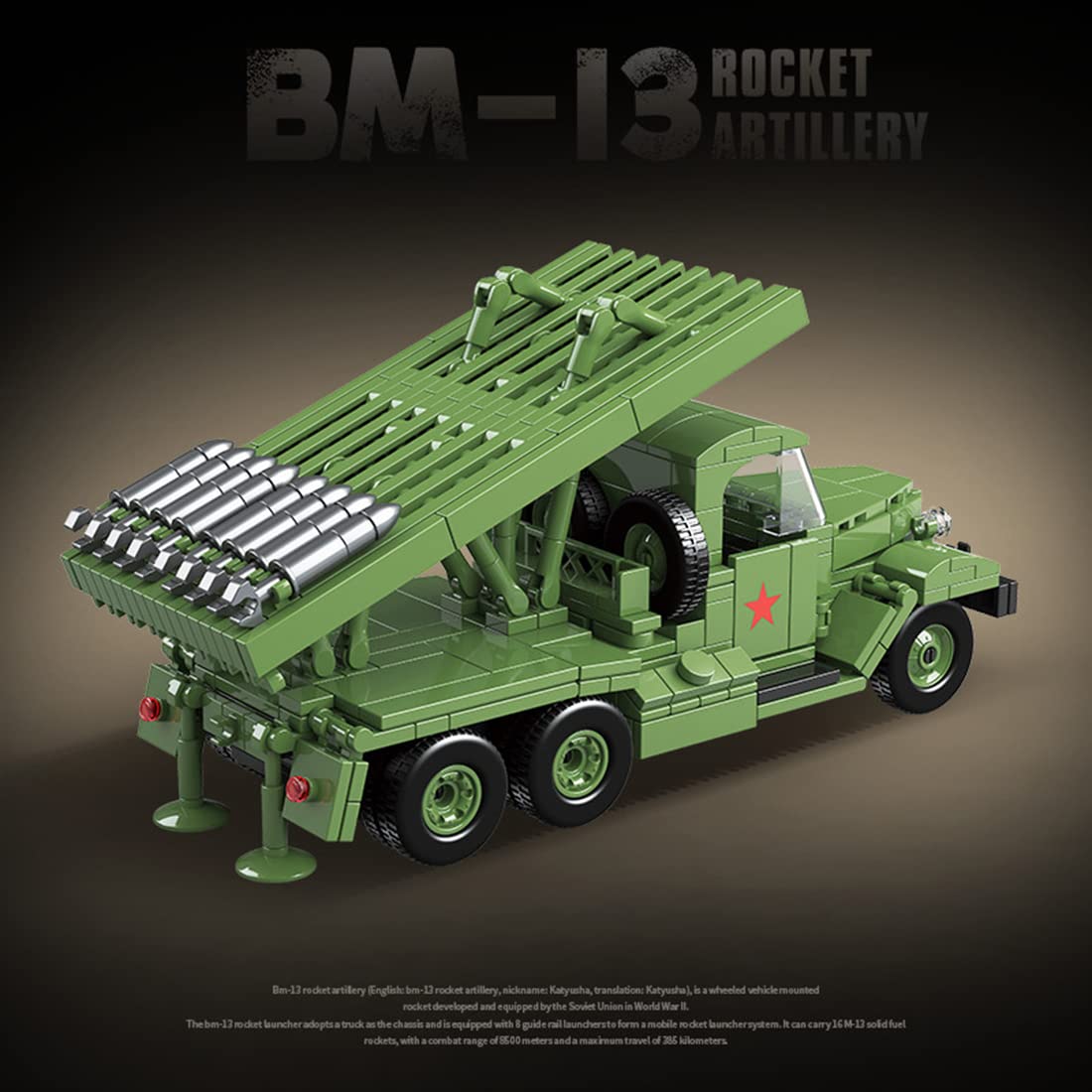 Russian Katyusha BM-13 Multiple Rocket Launcher Tank Building Set, 731 Pieces Military Weapon Tank Building Blocks Tank Compatible with Lego Bricks