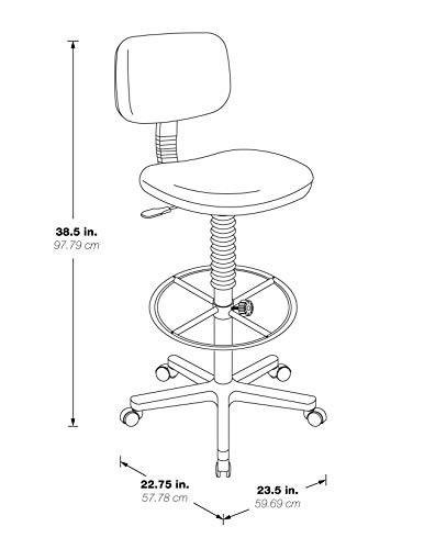 Office Star DC Series Adjustable Drafting Chair with Foot Ring and Sculptured Foam Seat, Icon Black Fabric