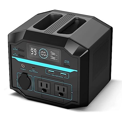 Renogy Portable Power Station Camping, 222Wh Backup Lithium Battery of Fast Recharging, w/Two 120V/200W Pure Sine Wave AC Outlets, Solar Generator for Outdoor Camping Travel, Compatible with PV Input