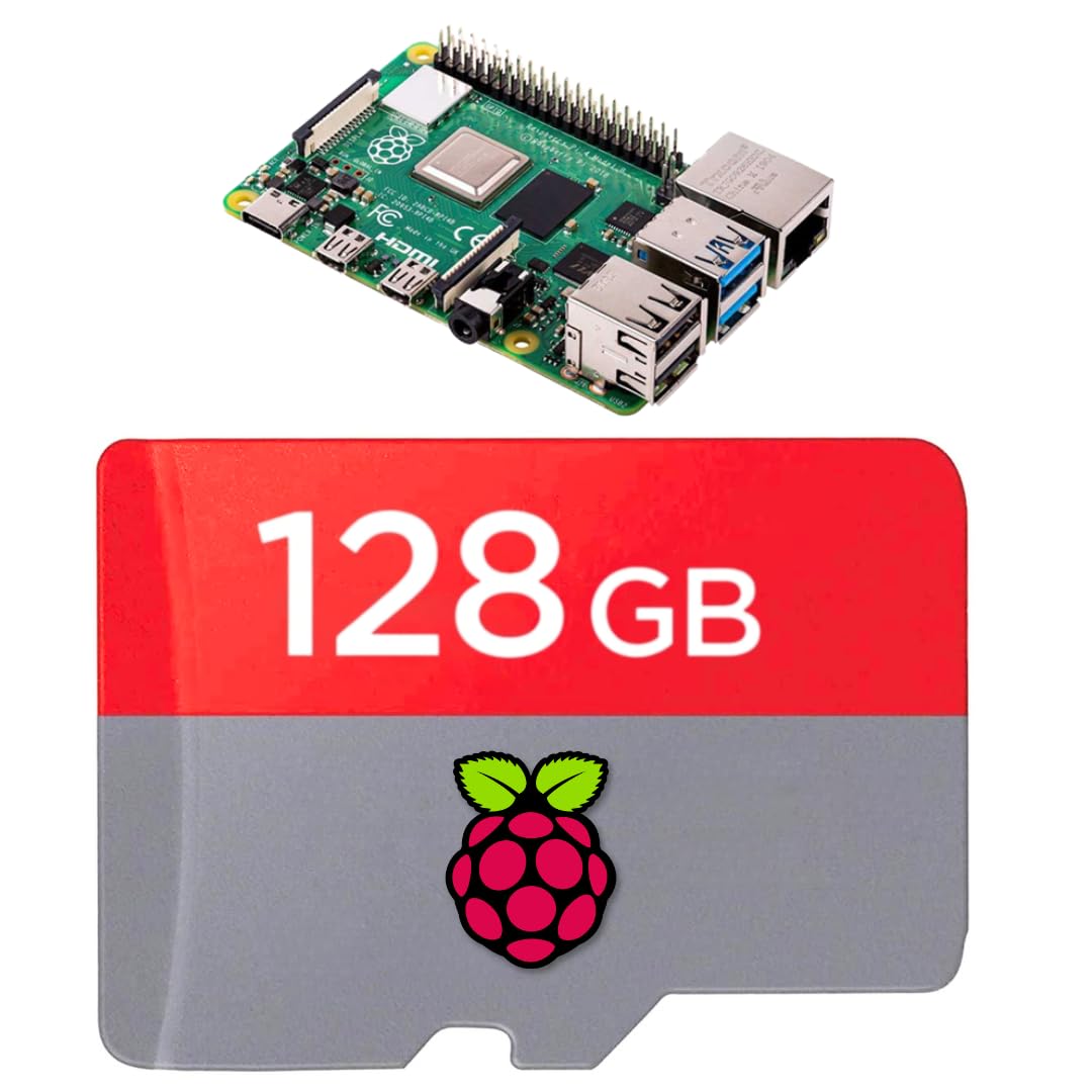 STEADYGAMER - 128GB Raspberry Pi Preloaded Pi OS Ultra Micro SD Card | 5, 400, 4, 3B+, 3A+, 3B, 2, Zero | Compatible with All Pi Models | Desktop (128GB)