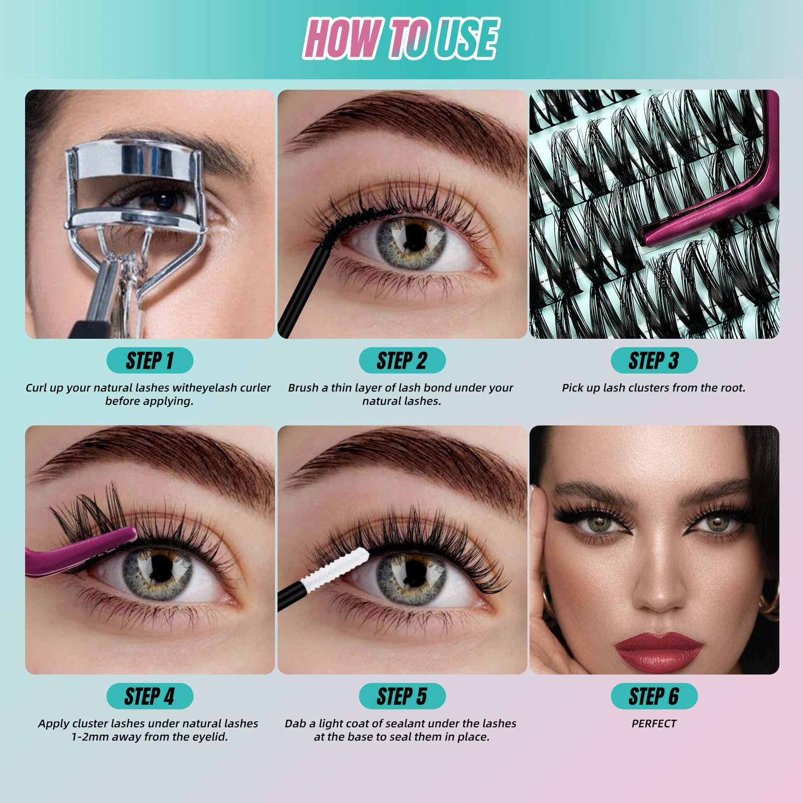 Lash Extension Kit 144Pcs Eyelash Clusters Individual Lashes Extensions Kits With Cluster Lashes Wispy,Lash Bond And Seal,Eyelashes Remover And Applicator(ASA,C-Mix8-16mm Kit)