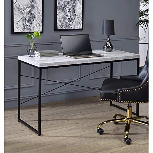 M MAJOR - Q Antique White & Black Buller Reversible Home Office Work Desk, White and Black