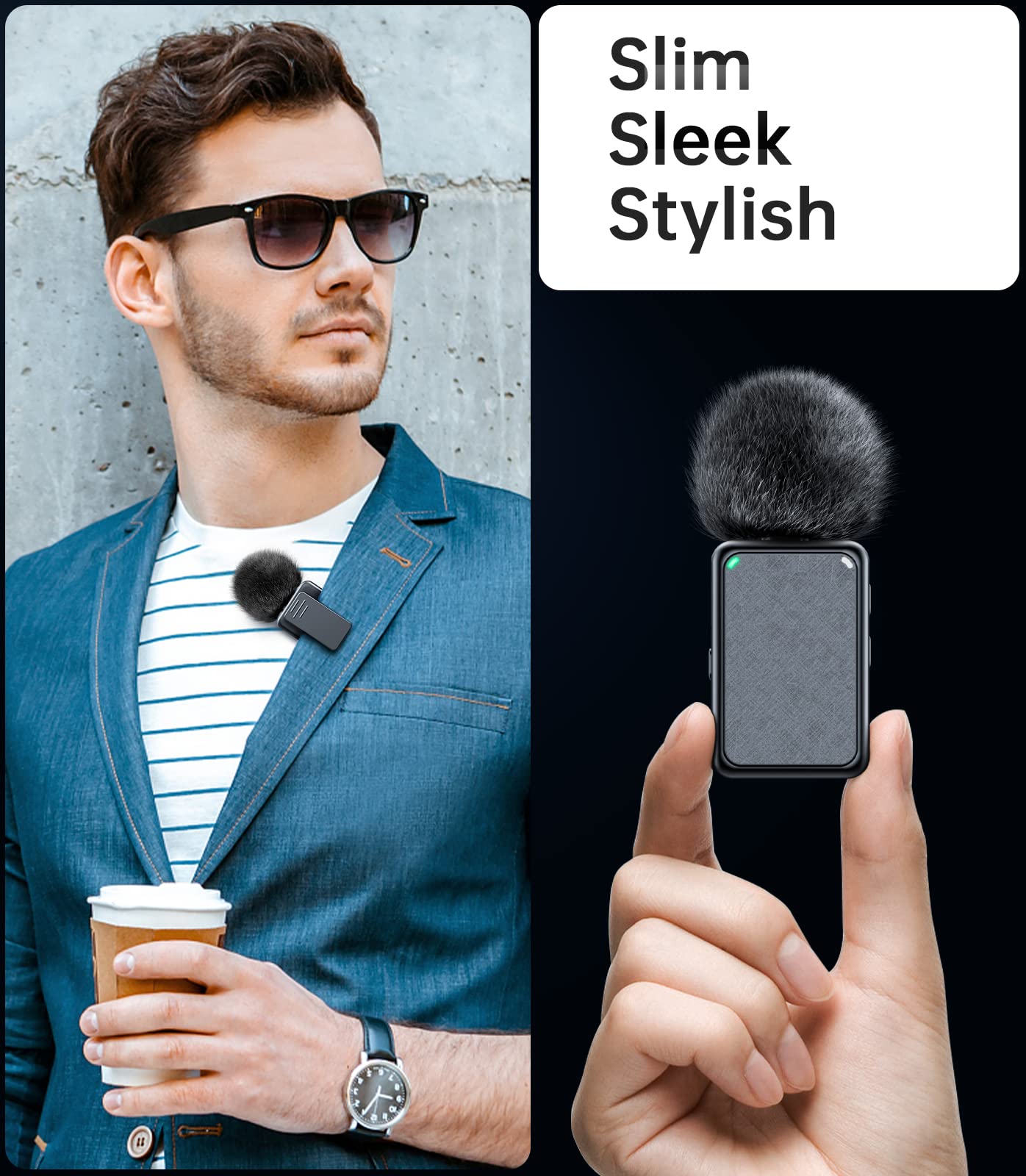 OSTlab Super Clear Audio Wireless Lavalier Microphone for iPhone with Noise Cancelling, 70ft Transmission, 20H Battery Life, Auto Sync, Microphones for YouTube Interview Vlog Livestream & Podcast