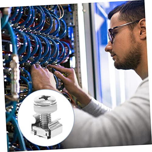 VILLCASE 32 Sets Rack Mount Nuts Screws and Nuts Rack Mount Router Computer Rack Nuts Server Rack Cage Nuts Mounting Cage Nuts Rack Mount Screws 304 Stainless Steel Equipment Crown