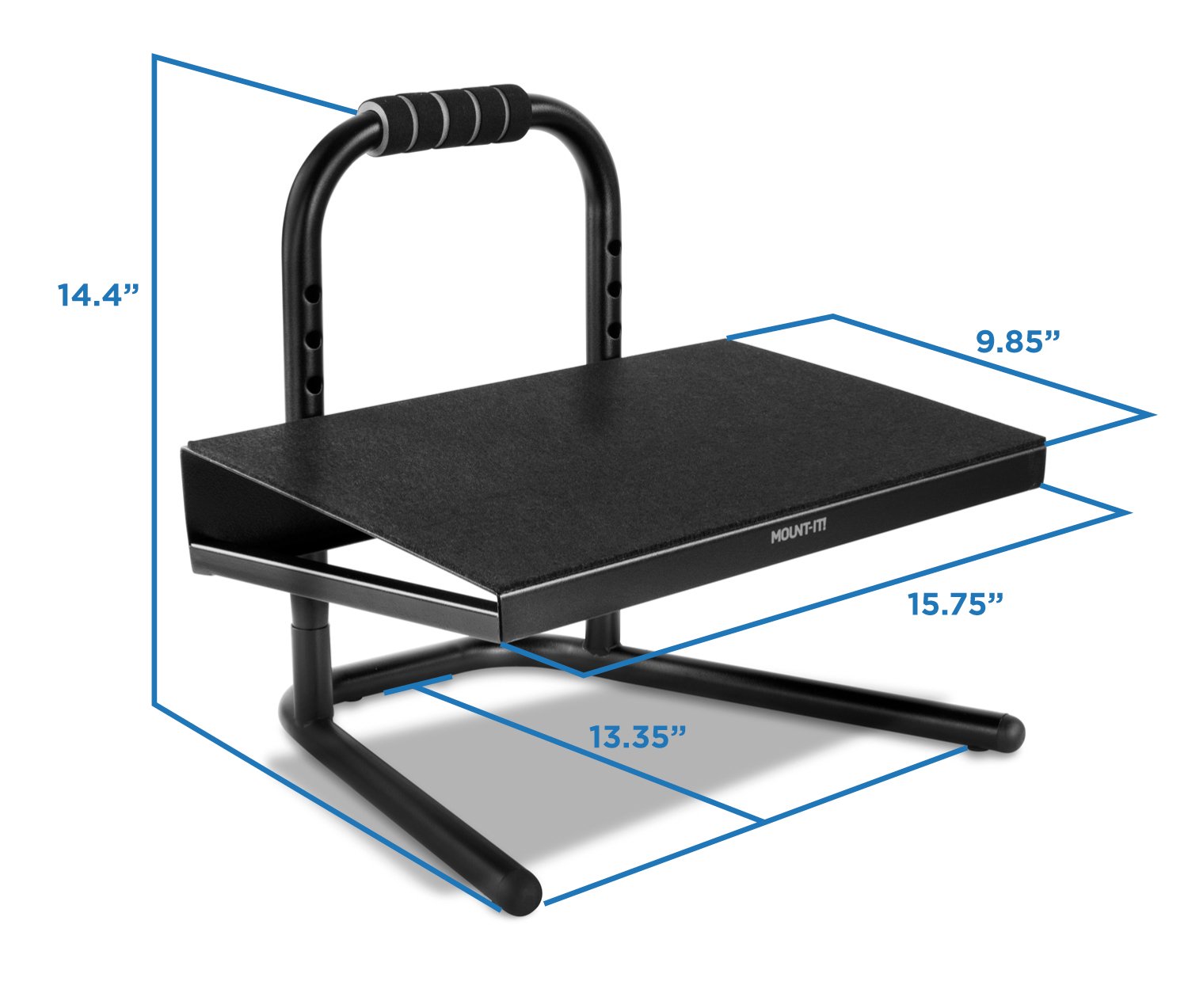 Mount-It! Height Adjustable Foot Rest for Standing and Sitting, Freestanding Under The Desk Footrest with Handle and Six Height Settings, Anti-Slip Padded Surface,Black