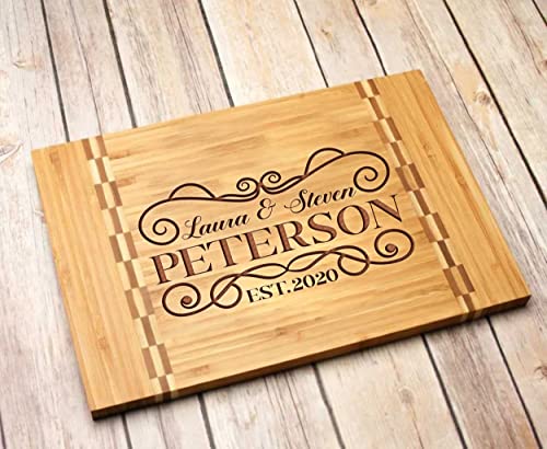 Personalized Mr and Mrs Cutting Board Wedding Gift for Couple Custom Engraved Cutting Board