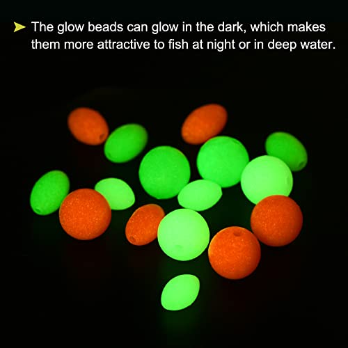 PATIKIL 5x4mm Luminous Fishing Beads, 200 Pieces Soft Plastic Glow Fishing Bait Eggs Rig Bead Tackle Tool Oval, White