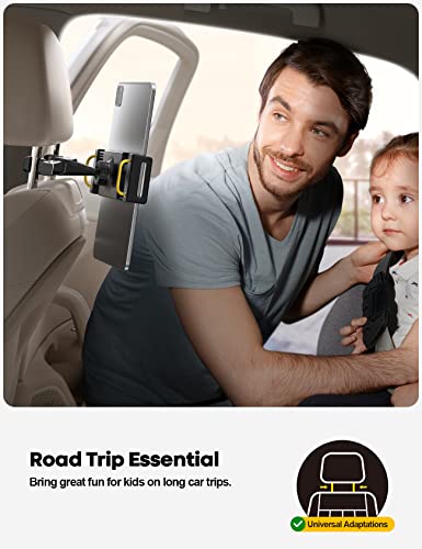 Lamicall Car Tablet Headrest Holder - Car Back Seat Headrest Tablet Mount Stand for Kids, Road Trip Essentials, Compatible with 2024 iPad Pro 11/13", Air Mini, Galaxy Tab, 4.7-13" Tablet, Black