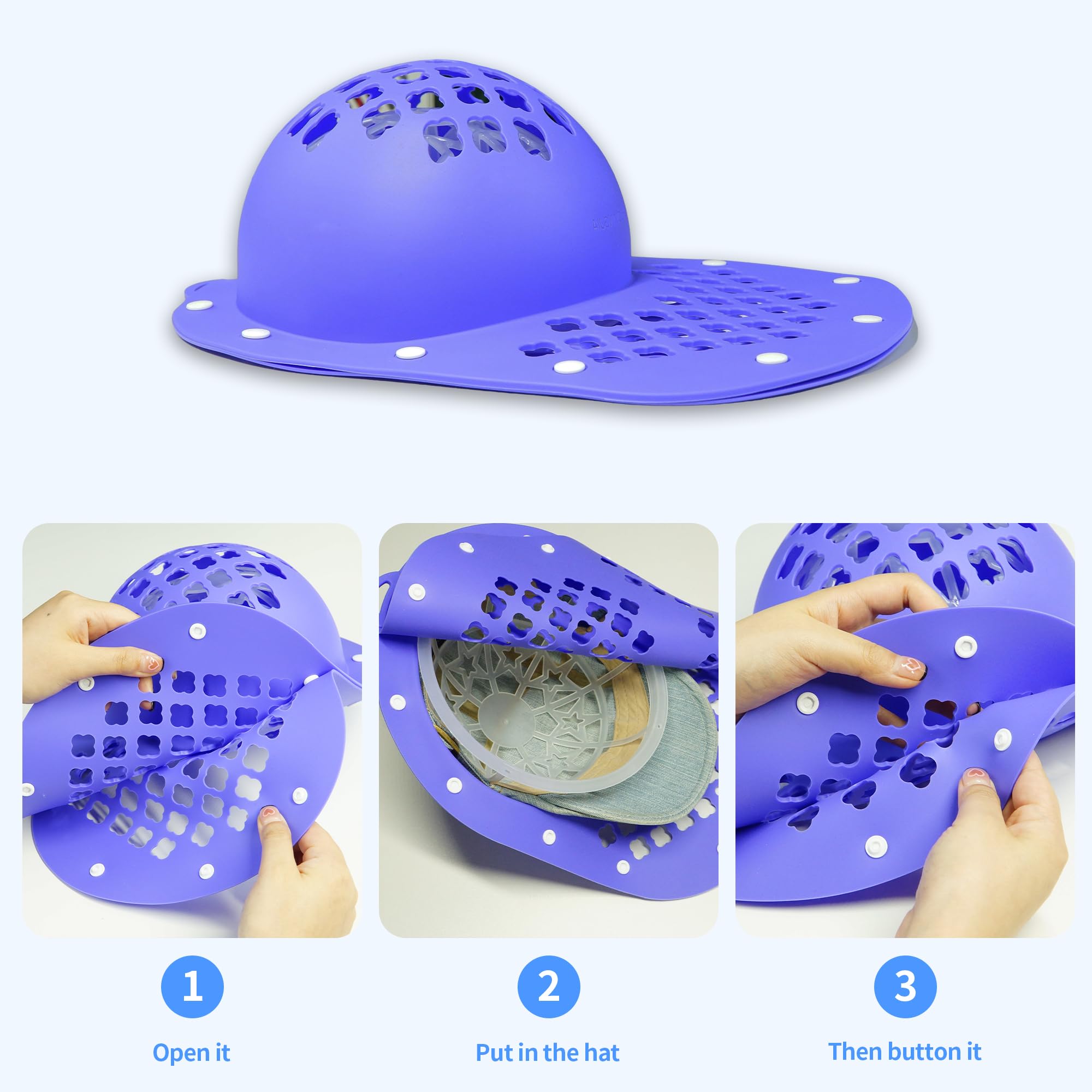 ZHUOMINGJIA Silicon Hat Washer Cage,Suitable For Dishwashers,Dryer,Can Be Reused,Maintain The Shape Of The Hat, For Adults And Kids Ball Caps,Flat & Curved Hats