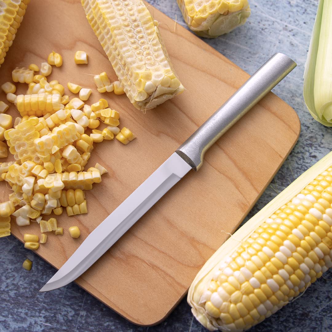 RADA Cutlery Utility Steak Knife – Stainless Steel Blade With Brushed Aluminum Handle Made in USA, 8-5/8 Inches, 6 Pack