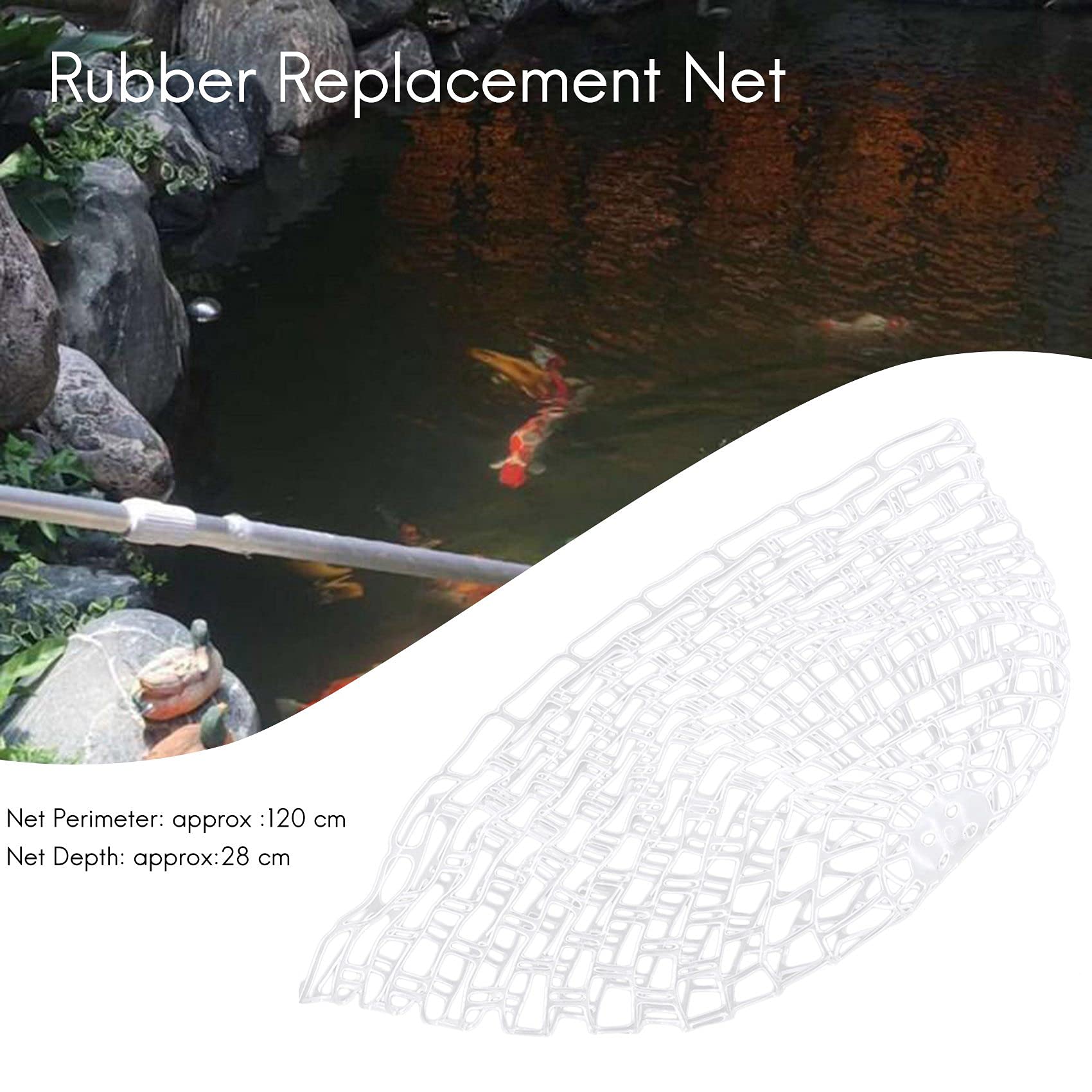QONIA 47 Inch Clear Rubber Replacement Net Replacement Bag for Fly Fishing Landing Net Fishing Tackles